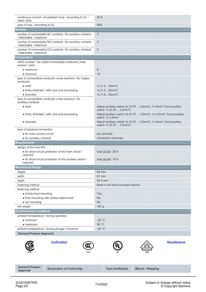 3LD2103-0TK53 technical document page 3