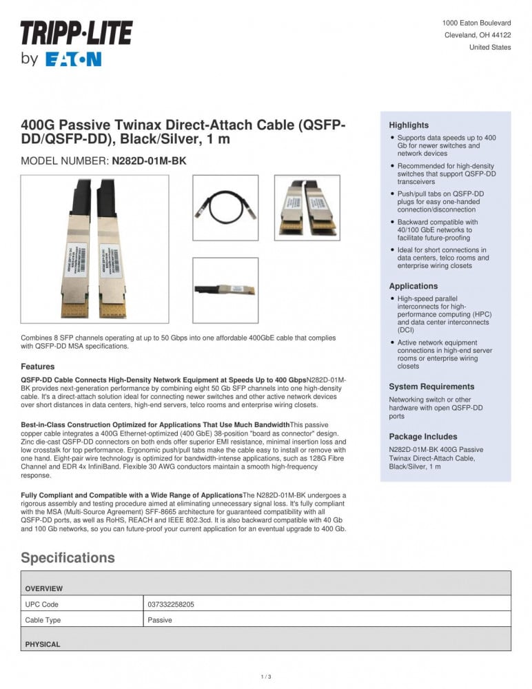N282D-01M-BK technical document page 1