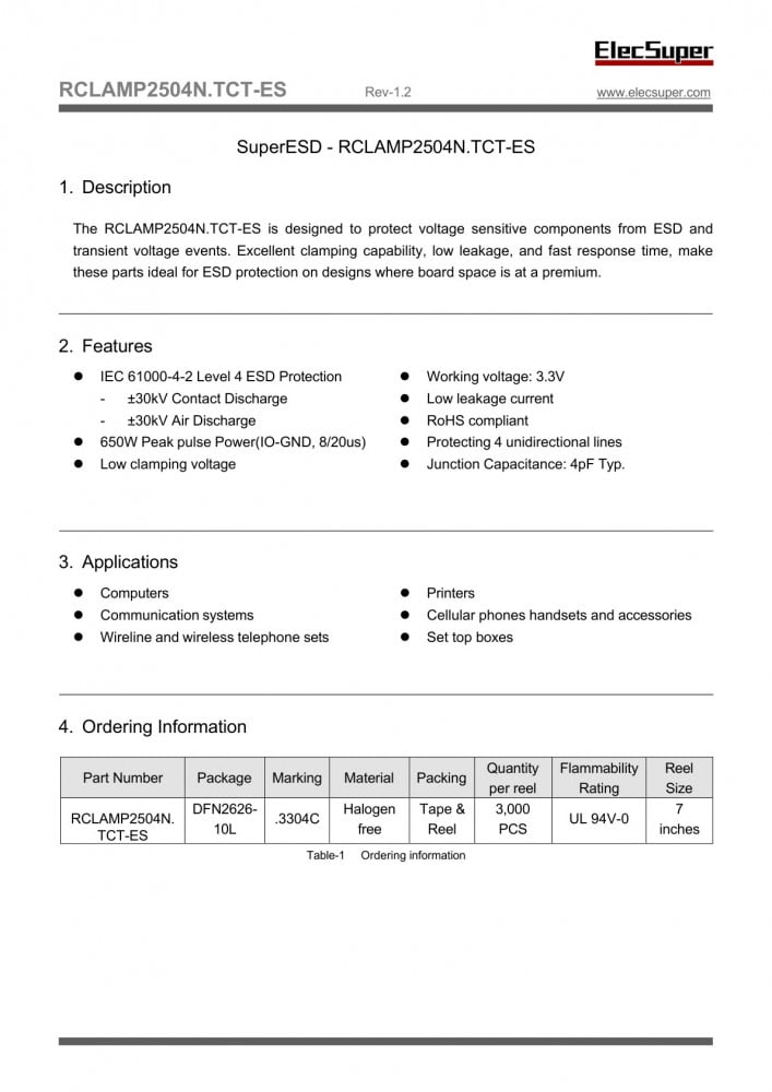 RCLAMP2504N.TCT-ES datasheet page 1