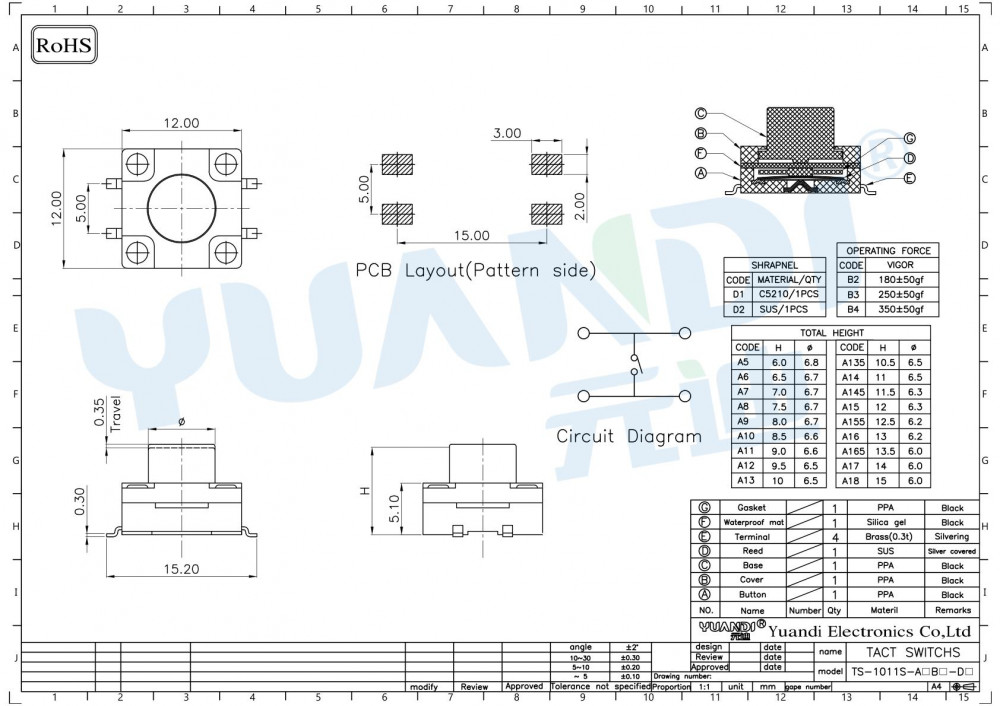 TS-1011S-A11B3-D2 technical drawing