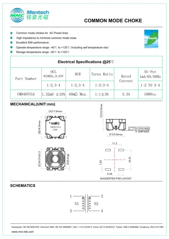 CM0407CGA technical datasheet page