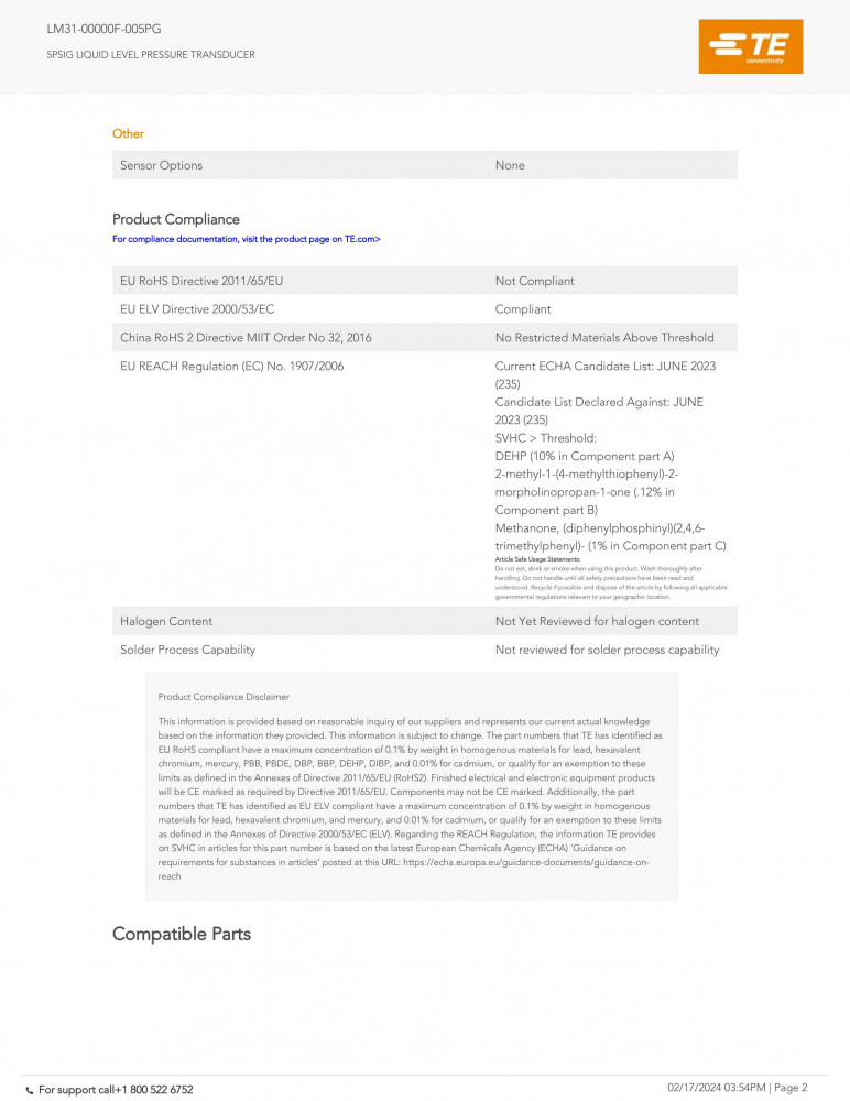 LM31-00000F-005PG technical document page 2