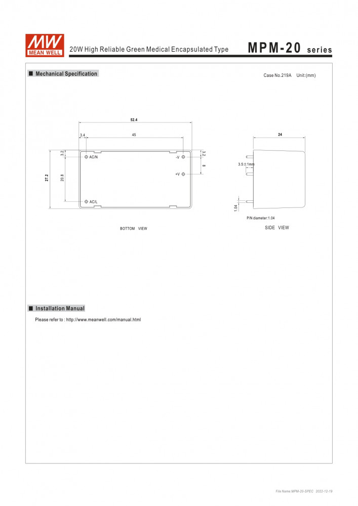 MPM-20 series datasheet page 4