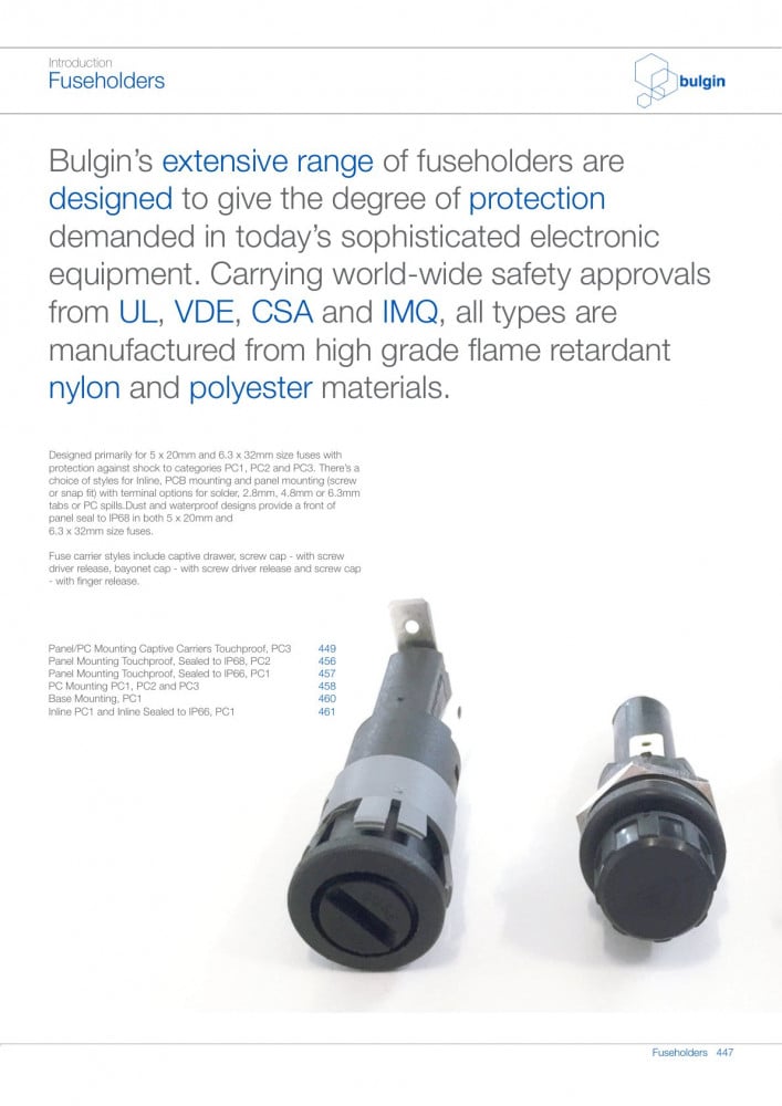 Bulgin fuseholder documentation page 1