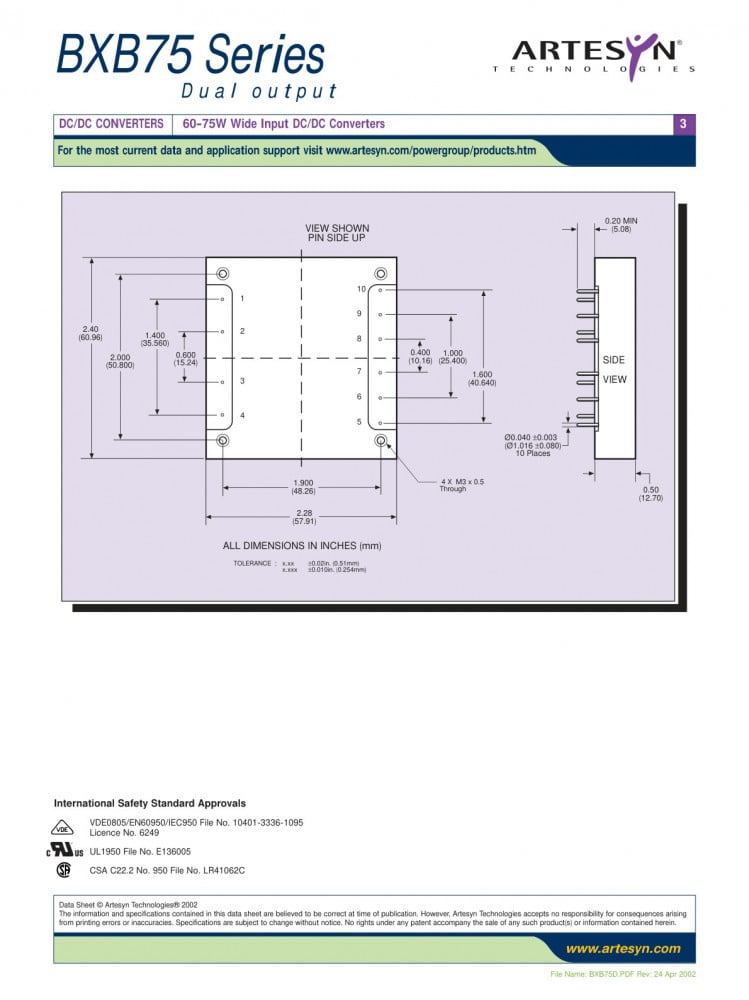 BXB75-48D05-3V3FL datasheet page 3