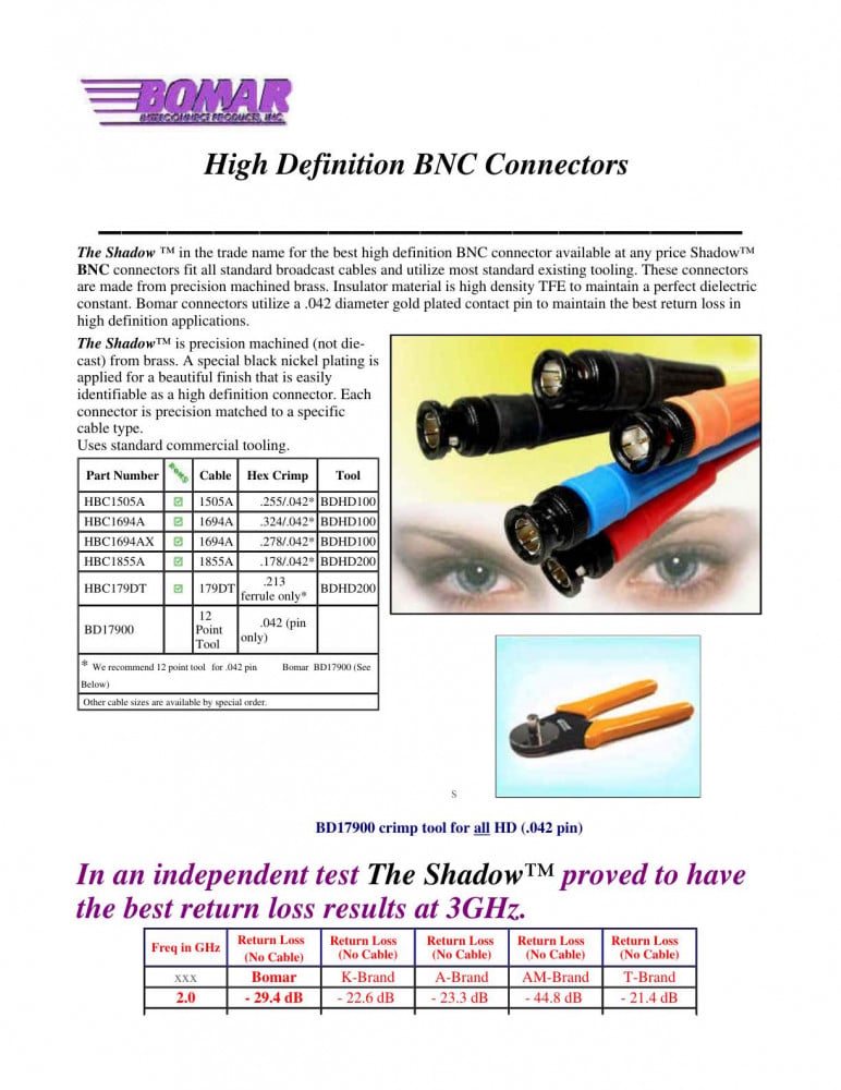HBC179DT technical document page 1