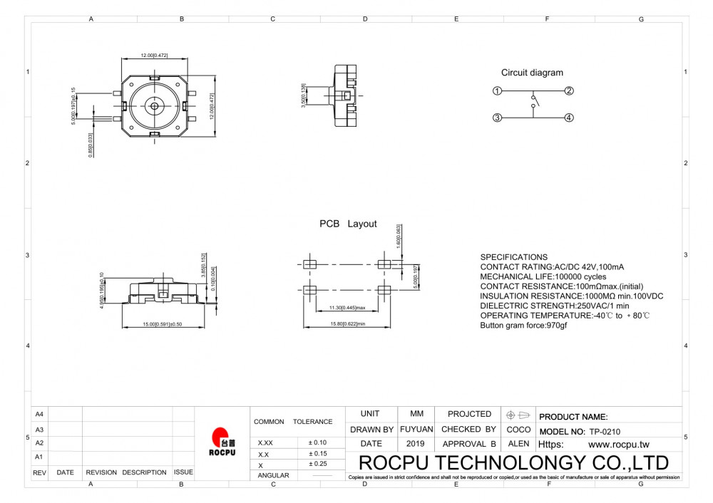 ROCPU TP-0210 technical document page 1