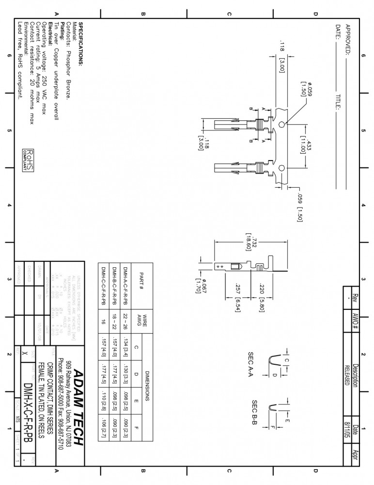 ADAM TECH DMH-X-C-F-R-PB drawing page preview