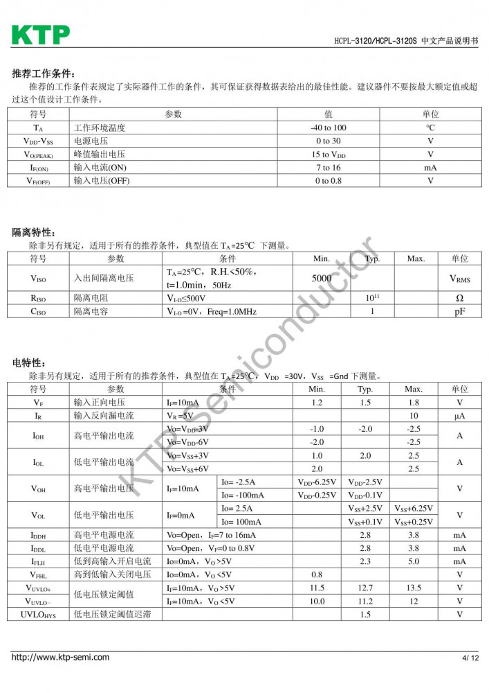 HCPL-3120-C1LO datasheet page 4