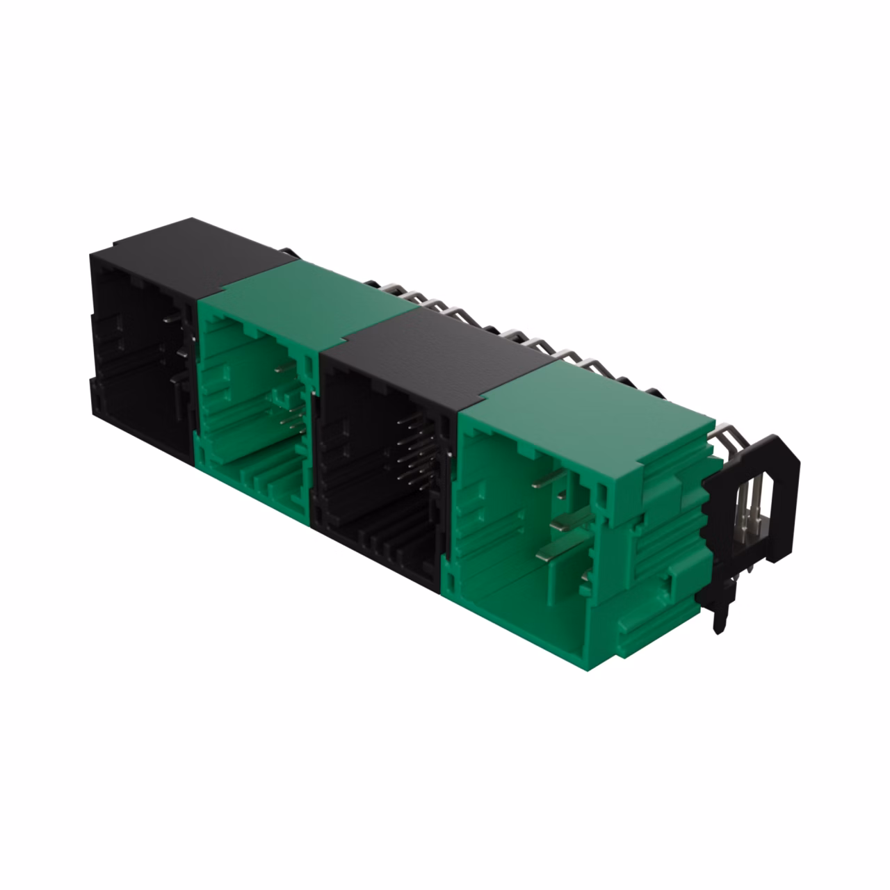 stAK50h 4 Bay Right-Angle Hybrid Header, 84 Circuits, Bay 1: 12 Circuits/Key 1/Black; Bay 2: 28 Circuits/Key 2/Green; Bay 3: 32 Circuits/Key 1/Black; Bay 4: 12 Circuits/Key 2/Green; Tray for sale