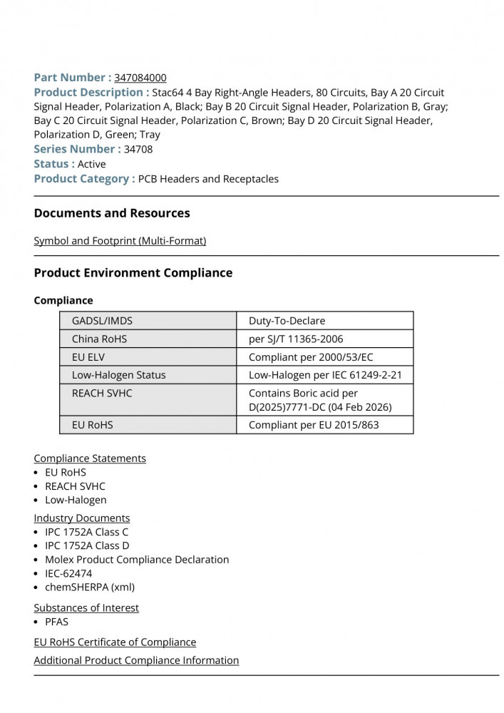 MOLEX 347084000 technical document image 1