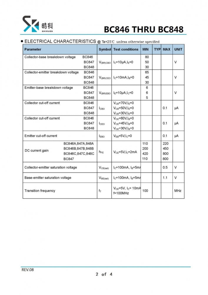 BC847B datasheet page 2