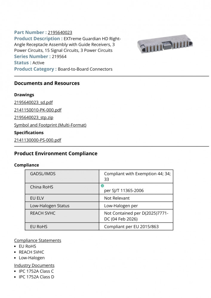 MOLEX 2195640023 technical document image 1