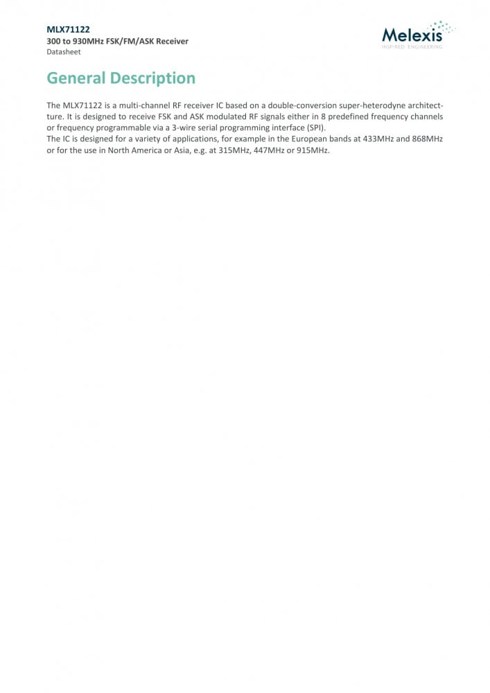 MLX71122 datasheet page 2