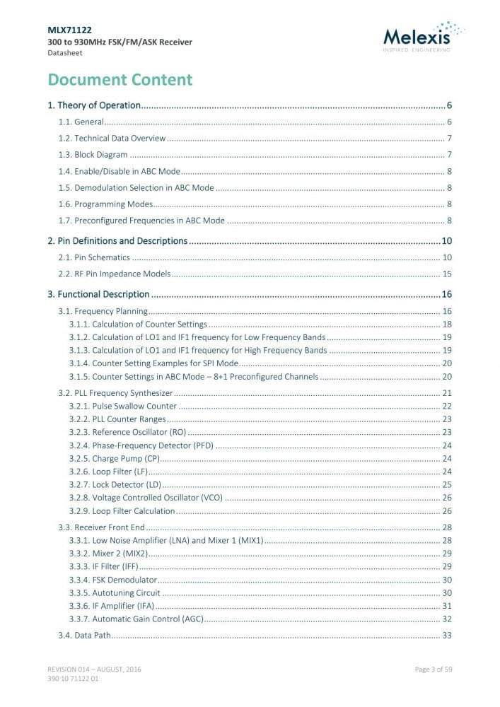 MLX71122 datasheet page 3