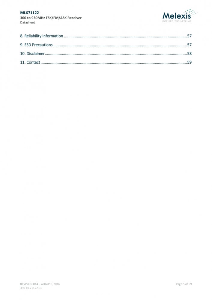 MLX71122 datasheet page 5
