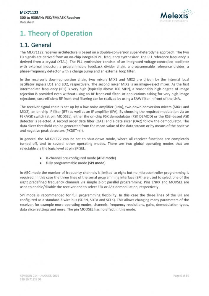 MLX71122 datasheet page 6