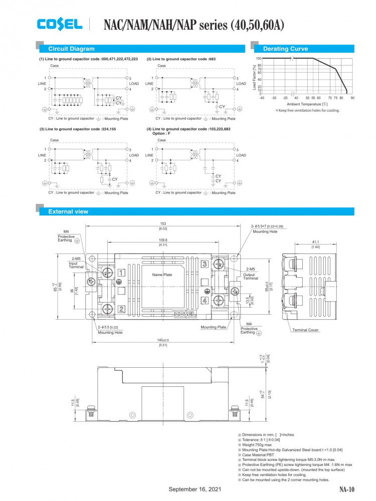Cosel NAC series datasheet page 4