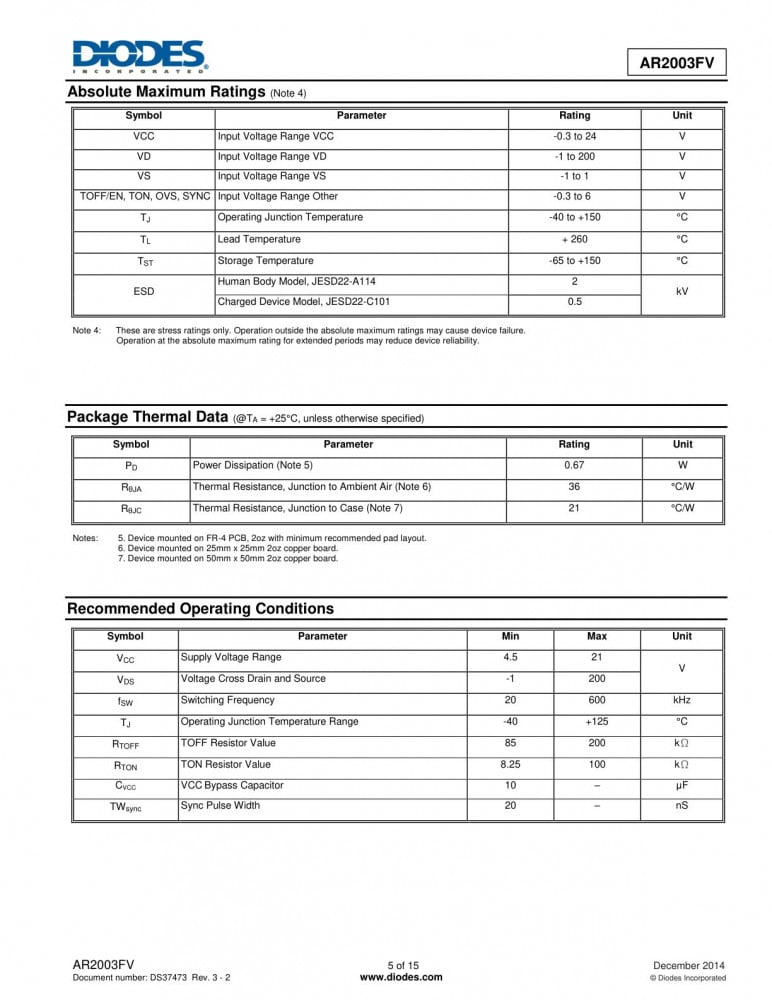 AR2003FV-13 datasheet page 5