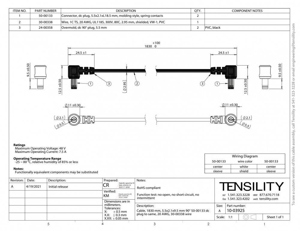 Tensility 10-03925 product drawing