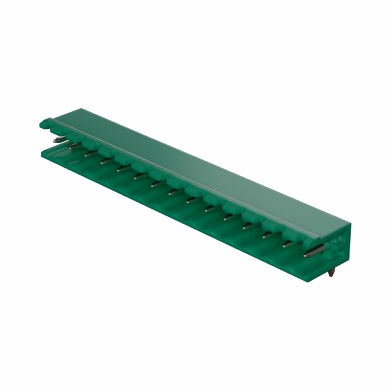 5.08mm Pitch Eurostyle Right-Angle PCB Header, Open Ends, Green Housing, 15 Circuits for sale