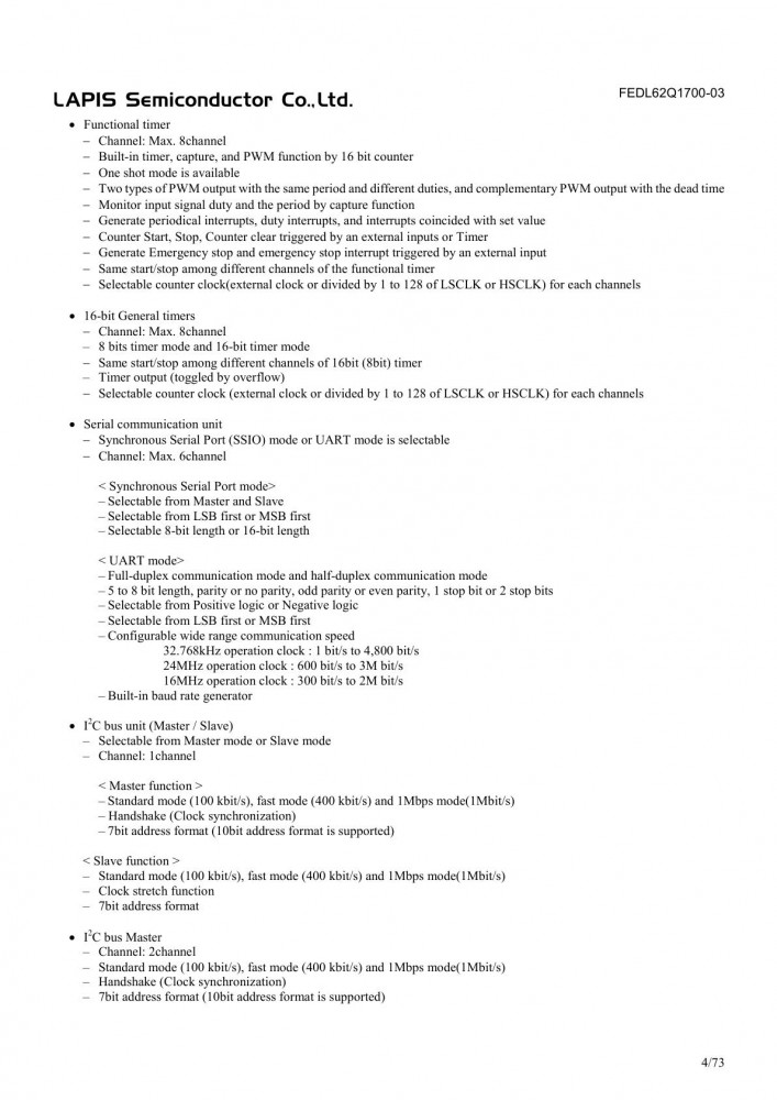 ML62Q1700 Group datasheet page 5