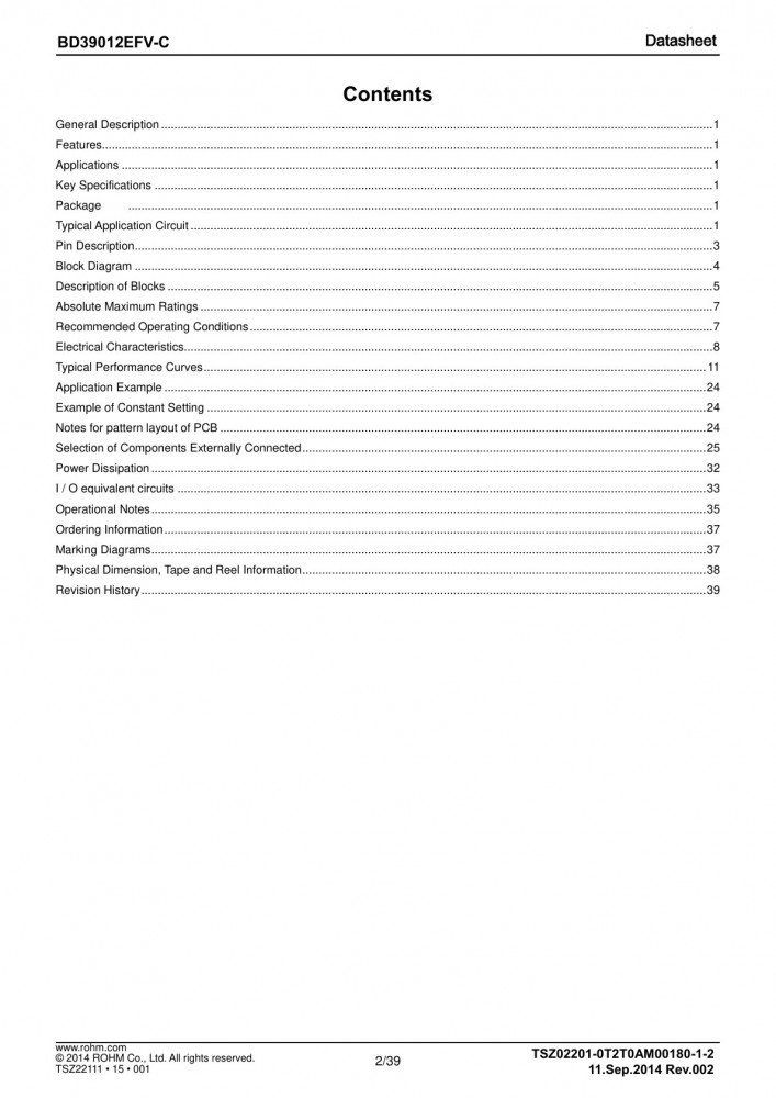 BD39012EFV-CE2 datasheet page 2