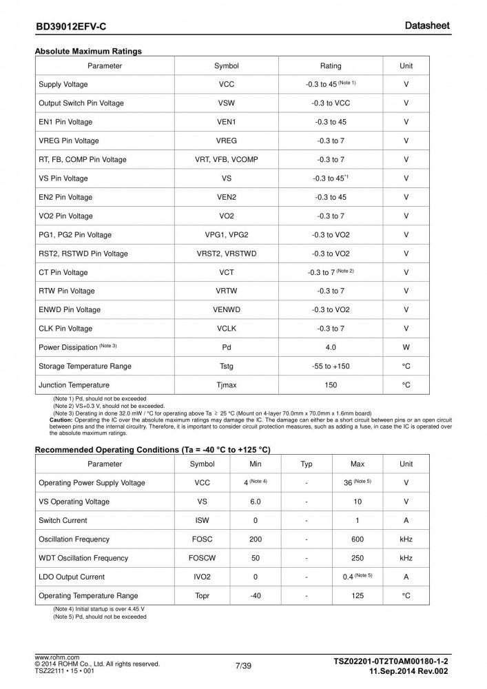 BD39012EFV-CE2 datasheet page 7
