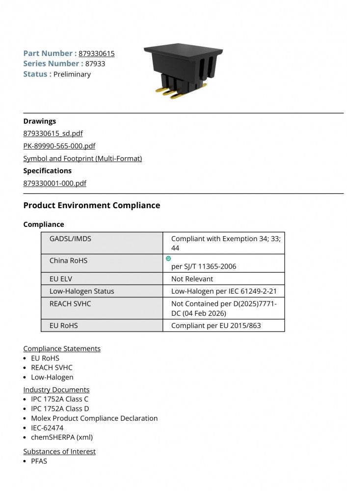 MOLEX 879330615 technical document image 1
