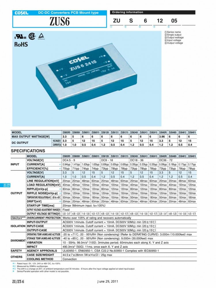 Cosel ZUS series datasheet page 5