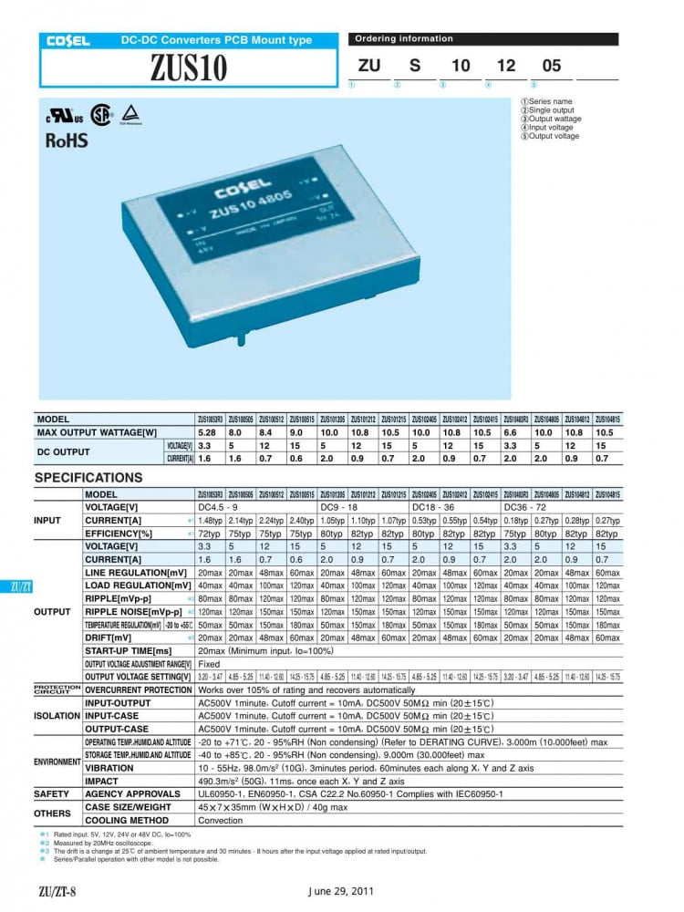 Cosel ZUS series datasheet page 7