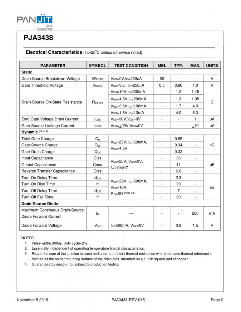 PJA3438 datasheet page 2