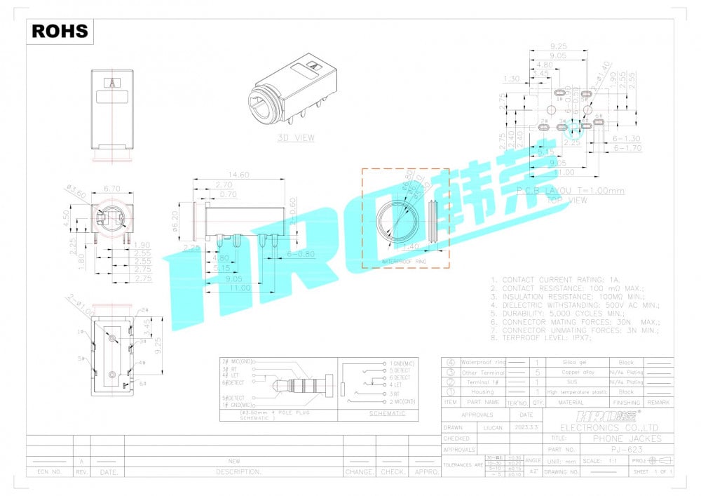 PJ-623 technical drawing preview