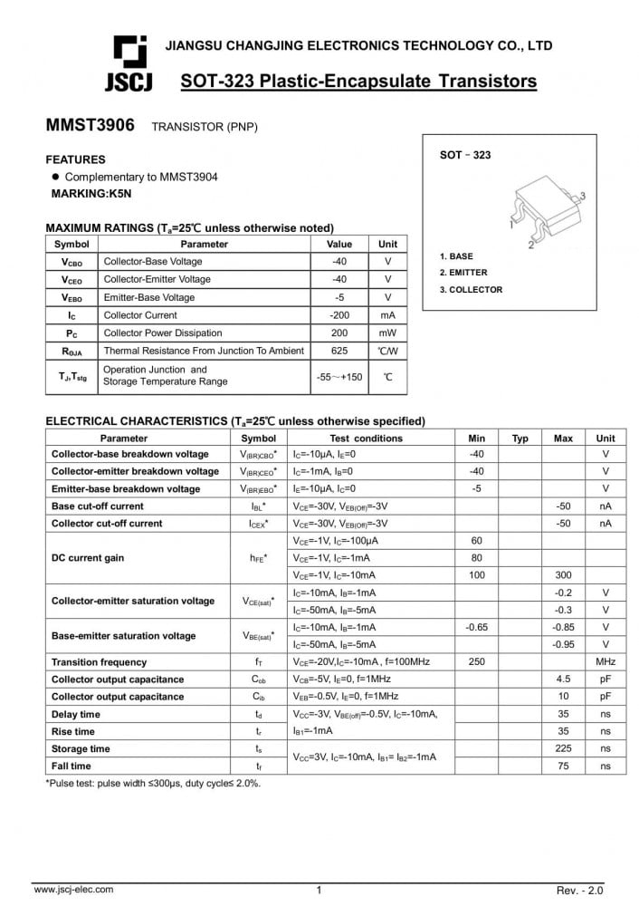MMST3906 datasheet page 1