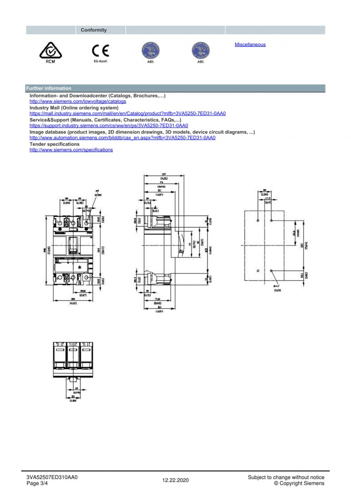 3VA5250-7ED31-0AA0 technical document page 3