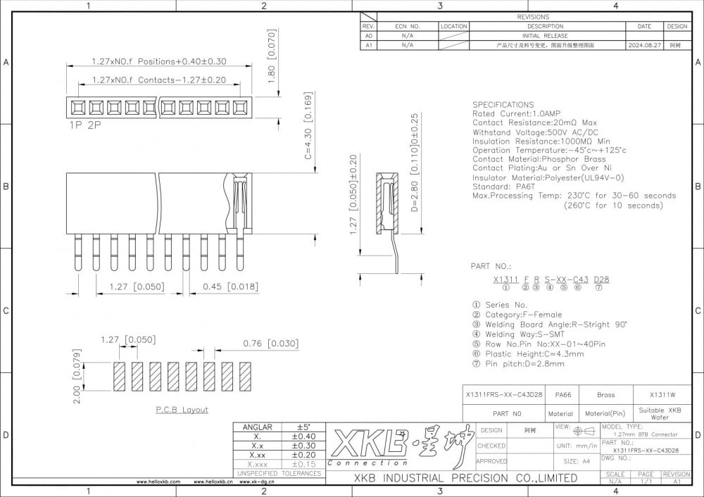 X1311FRS-04-C43D28 technical drawing page