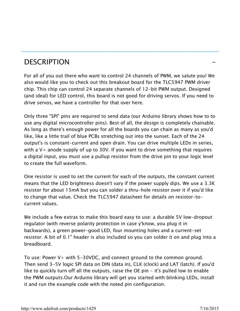 Adafruit 1429 technical document page 2