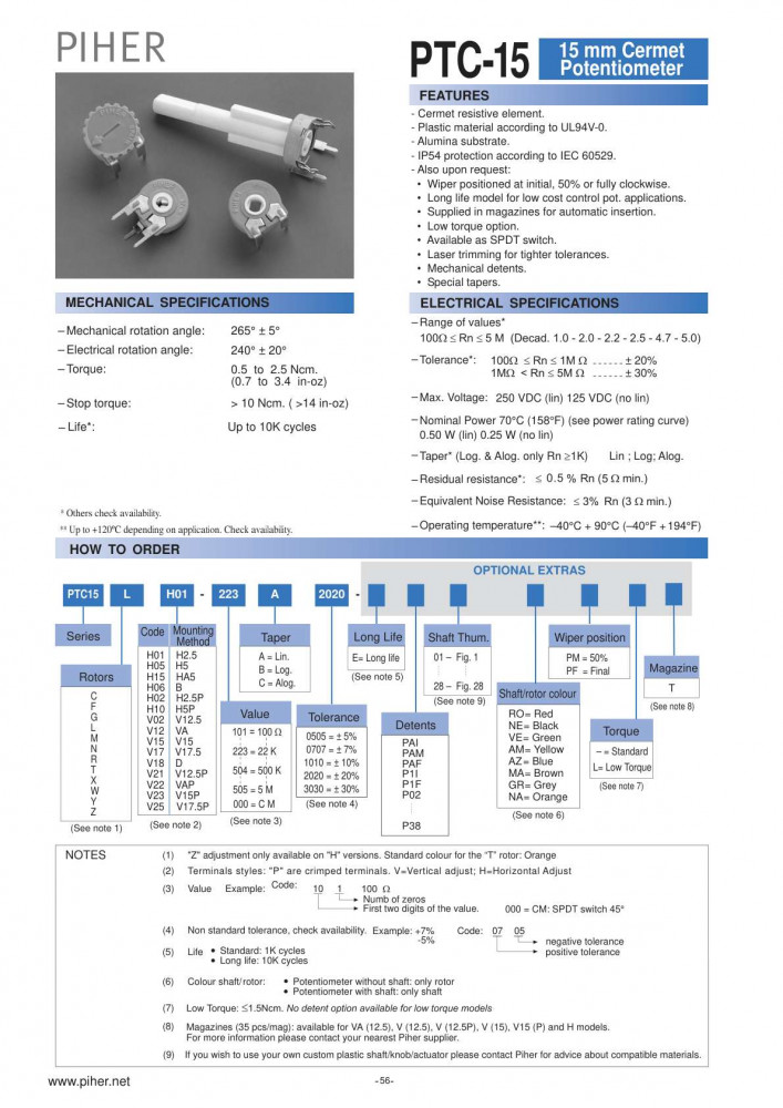 PTC-15 datasheet page 1
