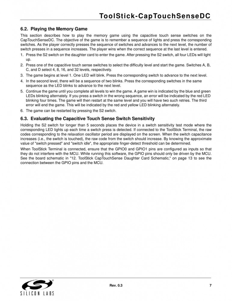 CAPTOUCHSENSEDC user guide page 7