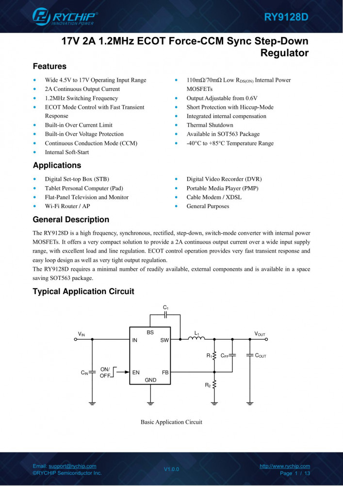 RY9128D datasheet page 1