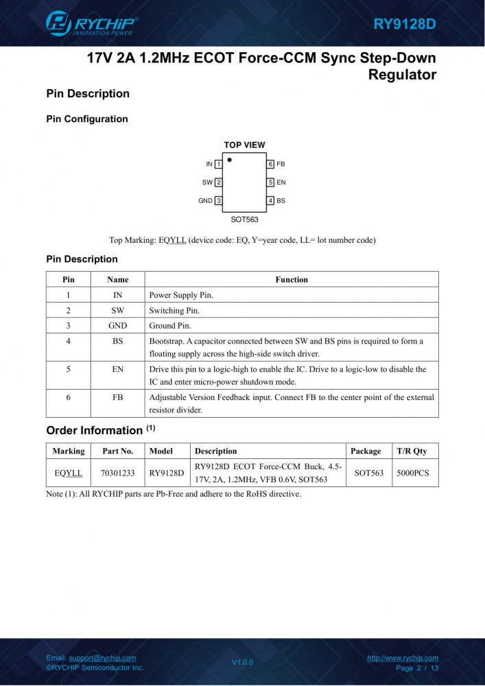 RY9128D datasheet page 2