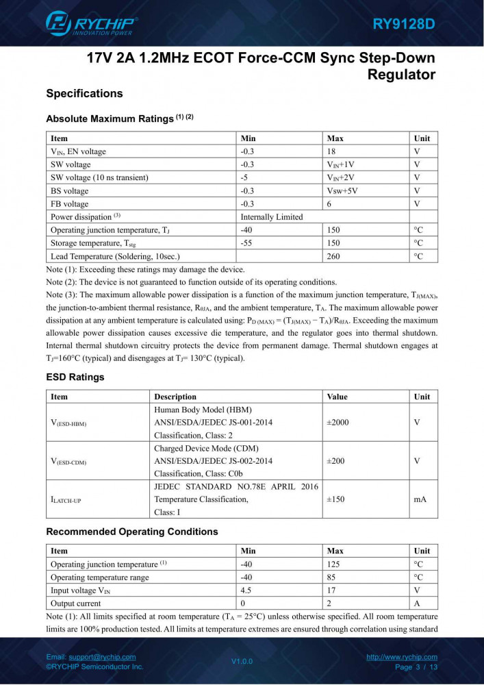 RY9128D datasheet page 3