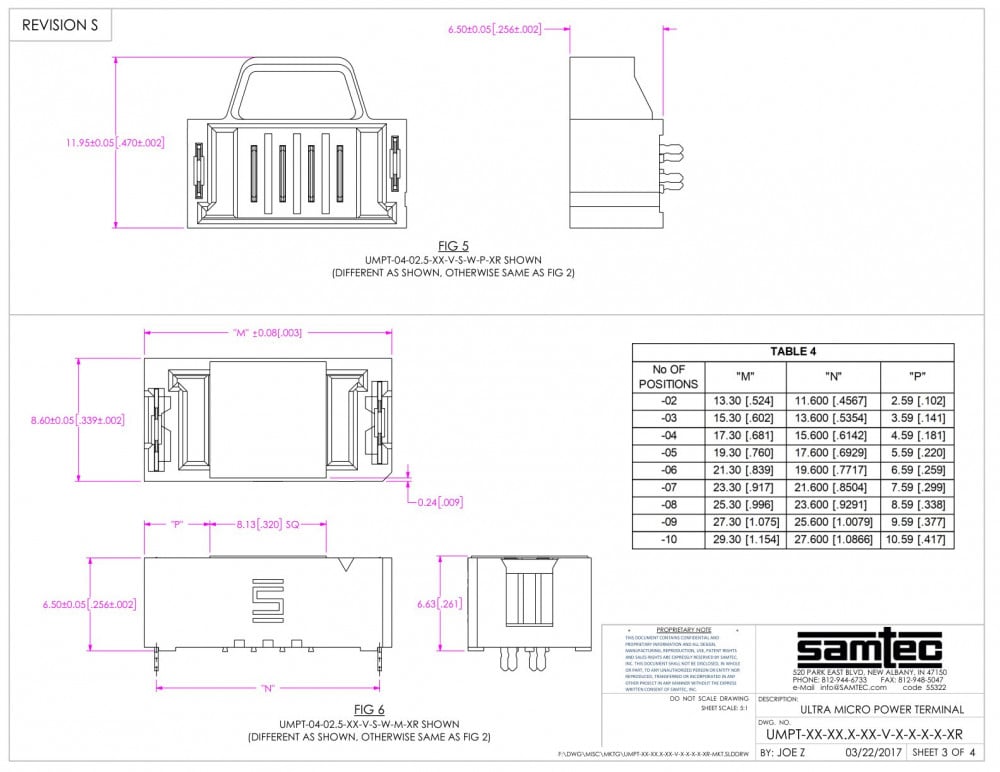 Samtec UMPT drawing page 3