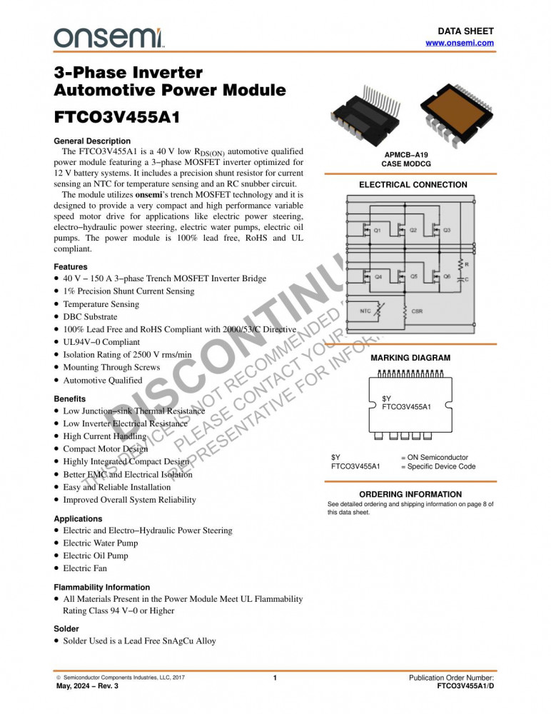 FTCO3V455A1 datasheet page 1