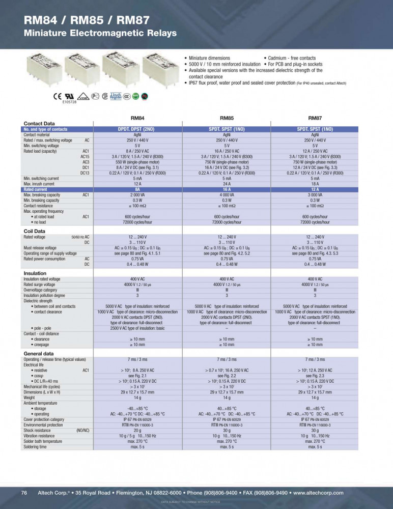 Altech RM85 technical document page 1