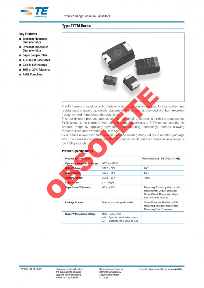 TE Connectivity TYTM series technical document preview