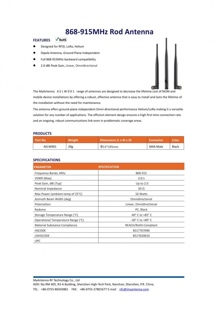 AELW001 datasheet page 1