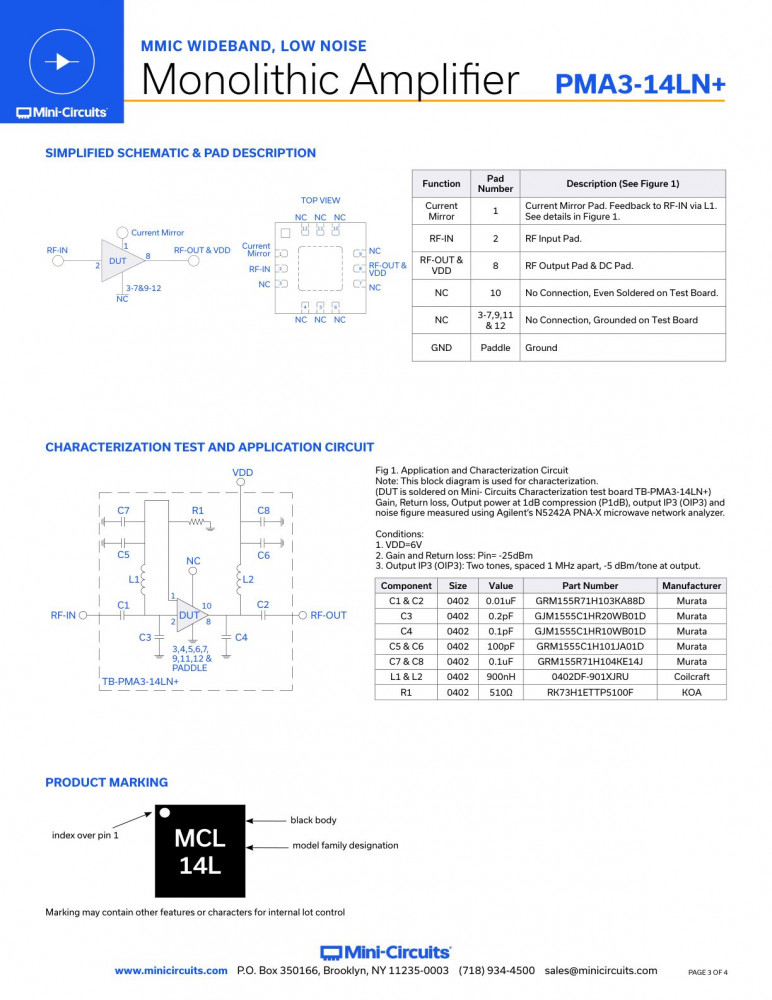 PMA3-14LN+ technical document page 3