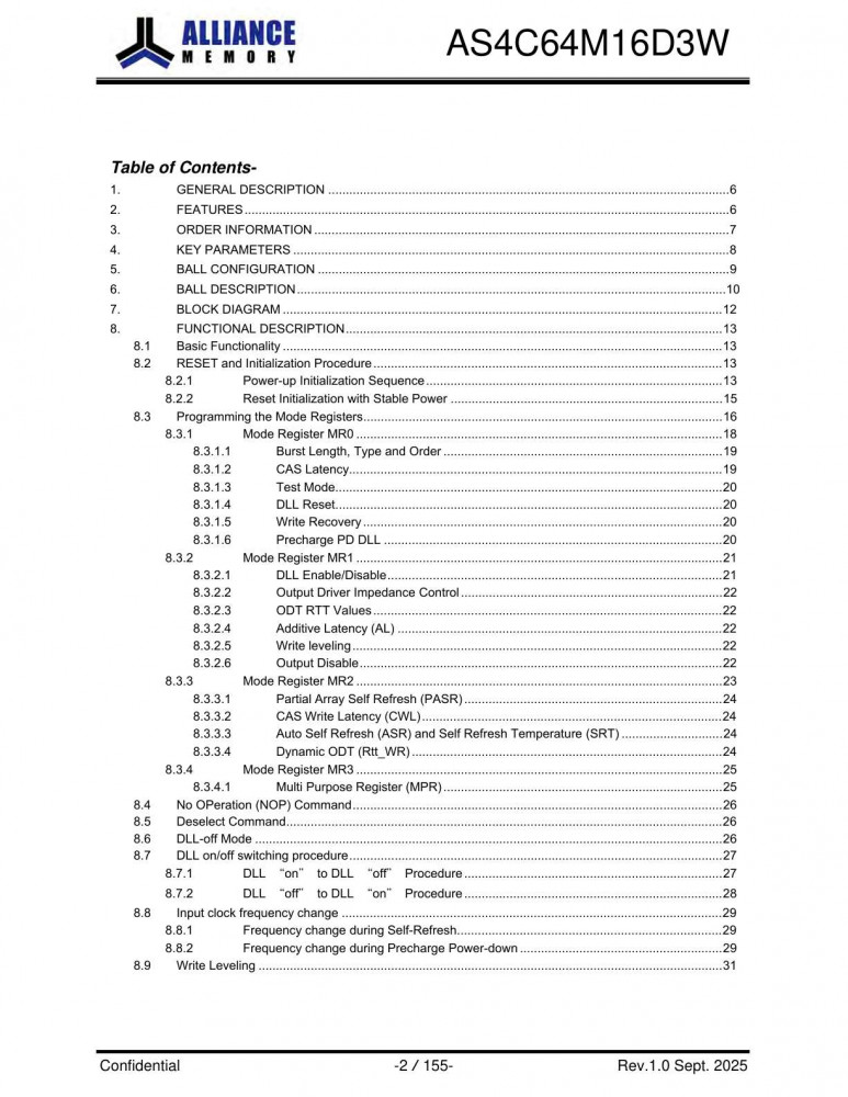 AS4C64M16D3W datasheet page image 2