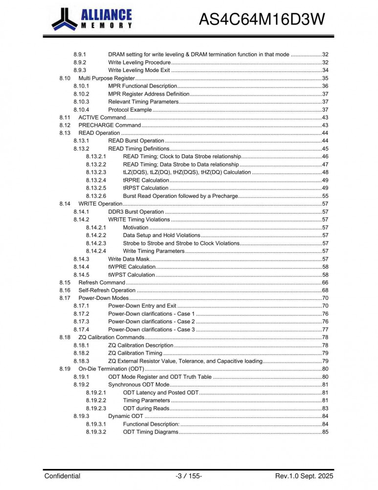 AS4C64M16D3W datasheet page image 3